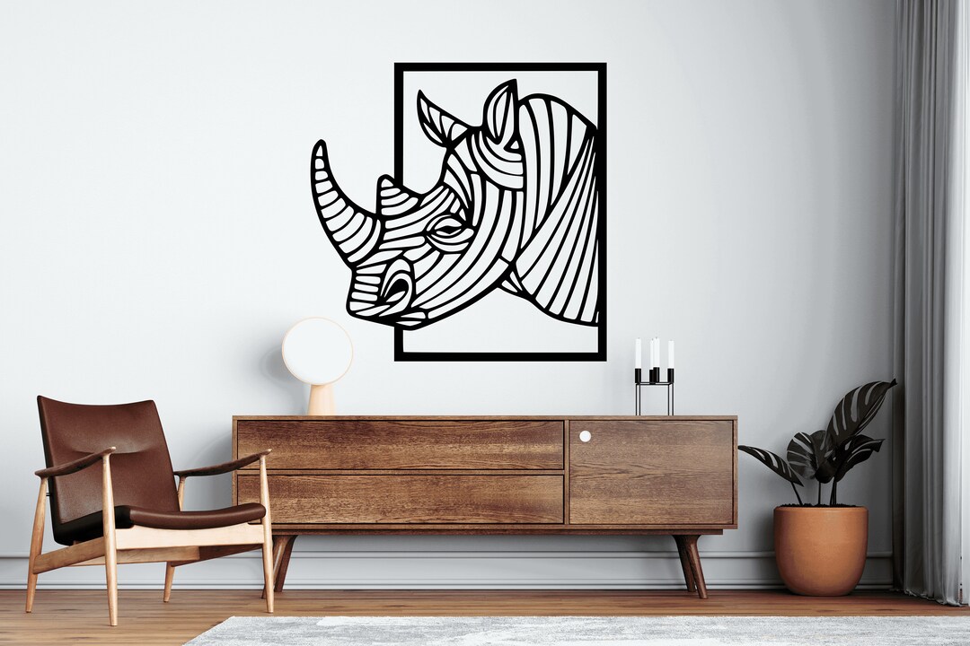 Geometric Rhino Wall Art | Metal Wall Decor | Metal Wall Art | Rustic ...