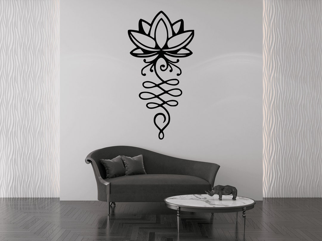 Lotus Unalome Metal Wall Art, Spiritual Metal Wall Decor, Buddhist ...