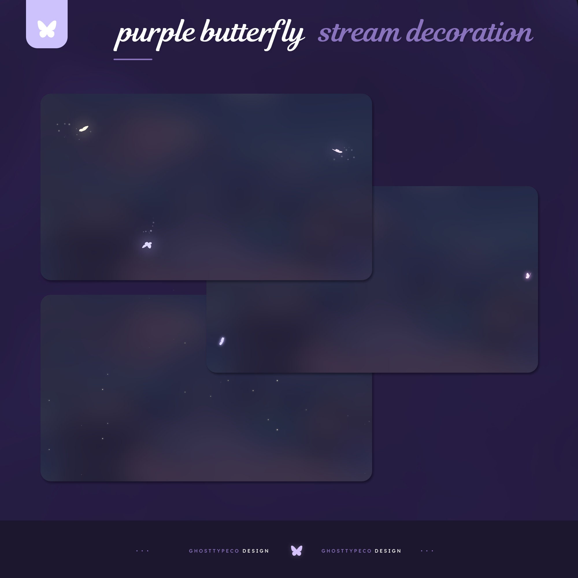 ANIMATED Purple Butterfly Stream Bundle | Twitch Pack | Overlays ...