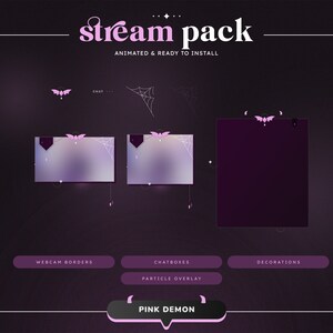 ANIMATED Pink Demon Stream Bundle | Twitch Pack | Overlays | Screens ...