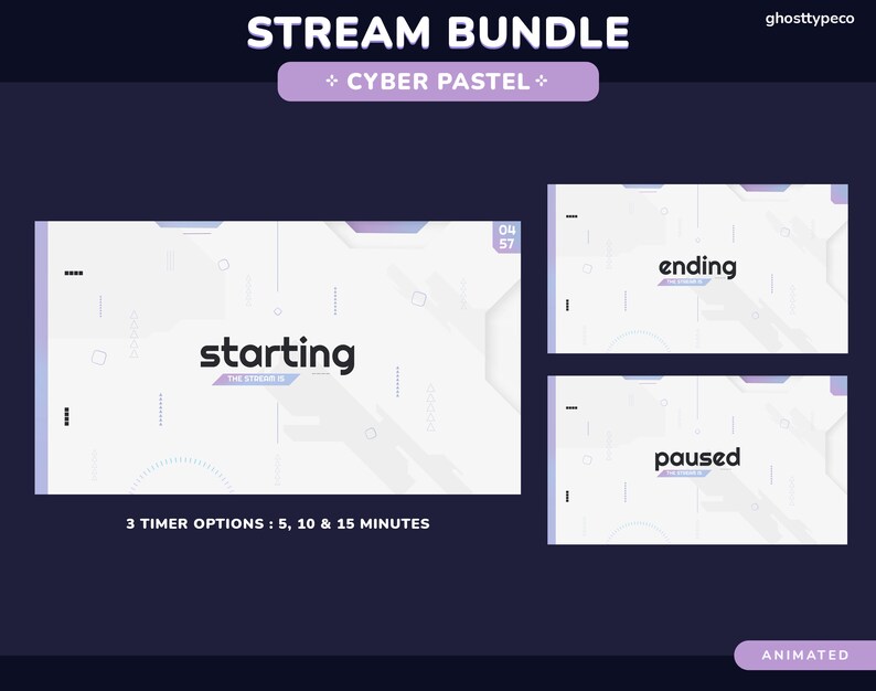 ANIMATED Cyber Pastel Stream Bundle Twitch Package - Etsy