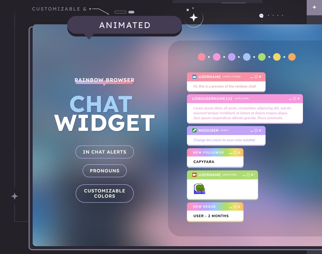 Animated Rainbow Browser Chat Widget CUSTOMIZABLE COLORS Twitch Chat ...