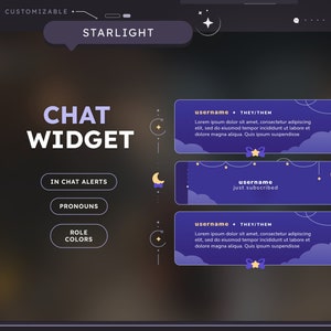 Starlight Chat Widget CUSTOMIZABLE COLORS Twitch Overlays Pastel ...