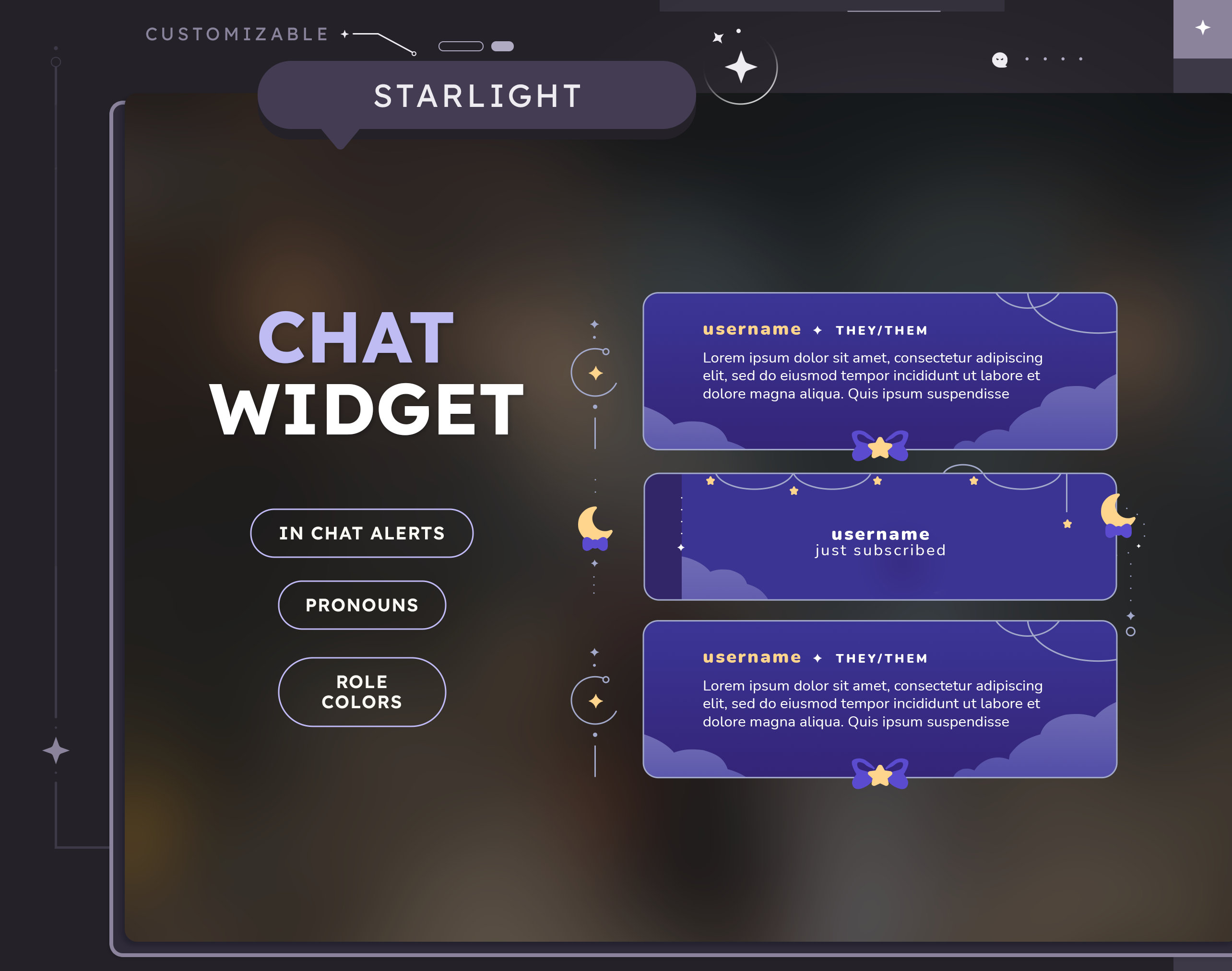 Starlight Chat Widget CUSTOMIZABLE COLORS Twitch Overlays Pastel ...