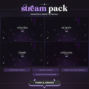 ANIMATED Purple Demon Stream Bundle | Twitch Pack | Overlays | Screens ...