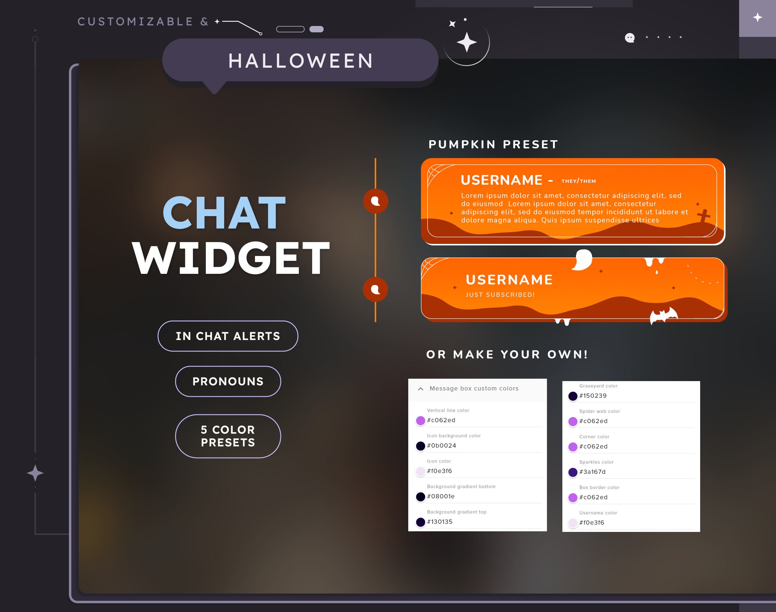 Animated Halloween Chat Widget CUSTOMIZABLE COLORS Twitch - Etsy