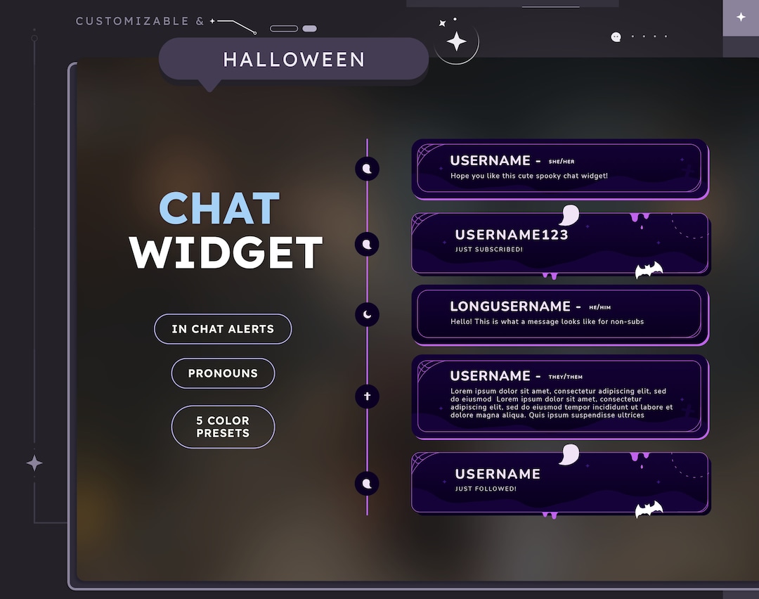 Animated Halloween Chat Widget (CUSTOMIZABLE COLORS) | Twitch Overlays ...