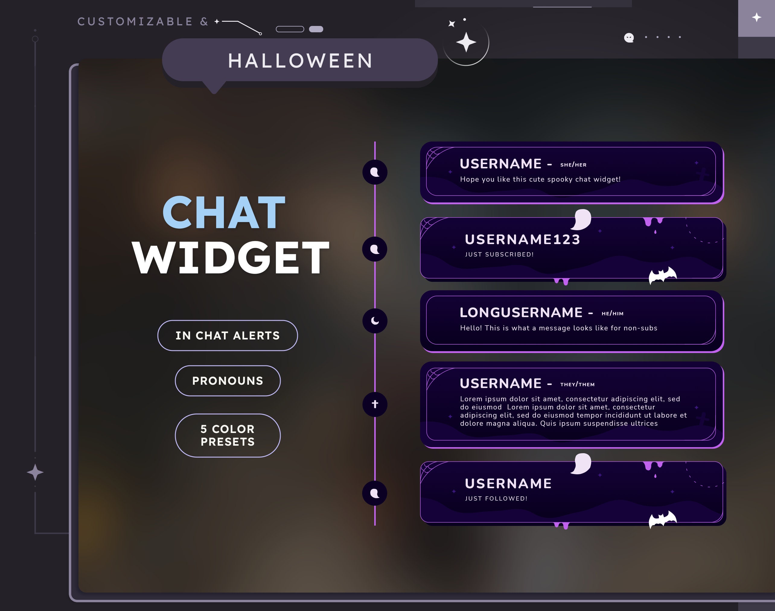 Animated Halloween Chat Widget CUSTOMIZABLE COLORS Twitch - Etsy