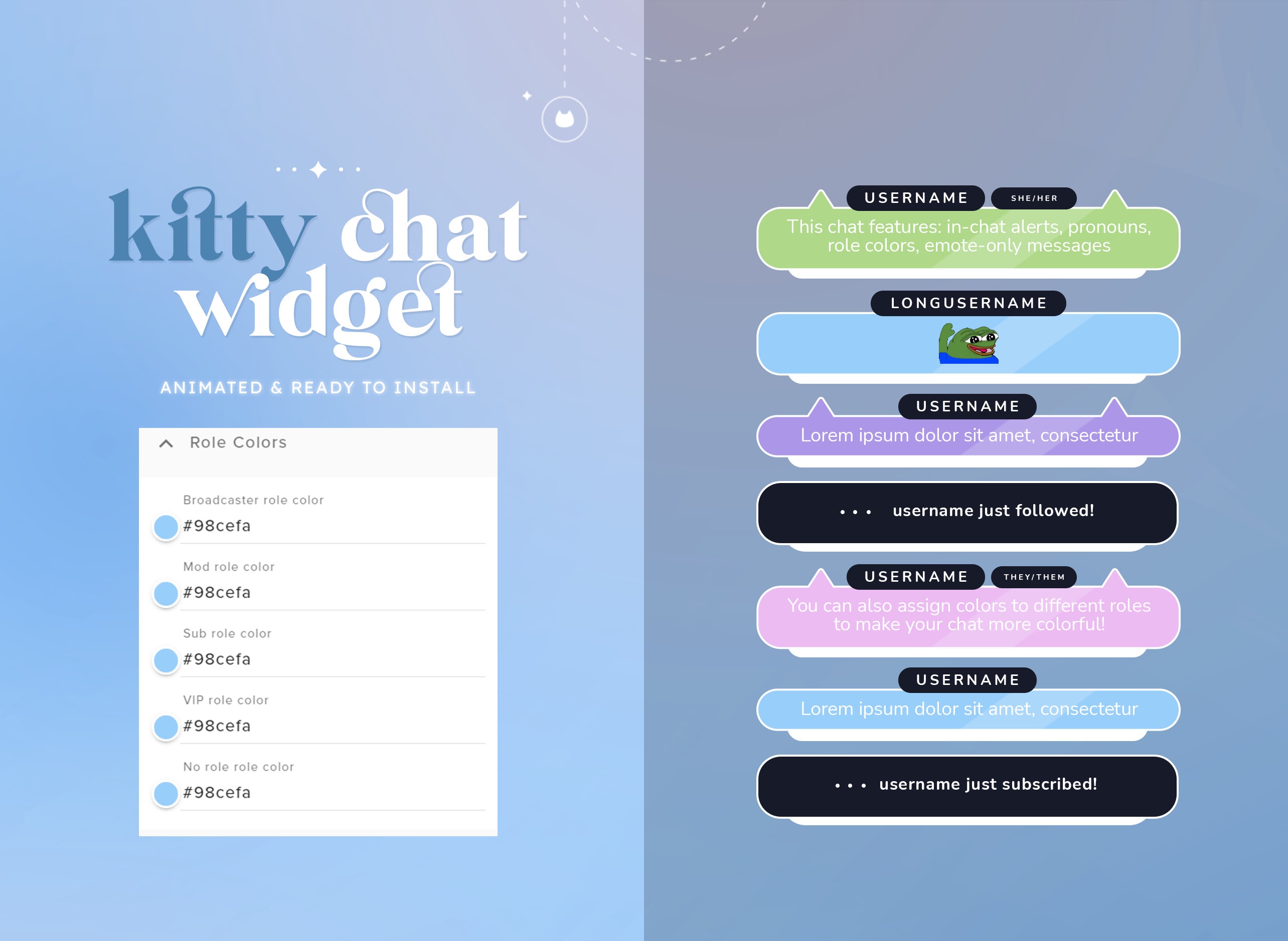 Browser Kitty Chat Widget CUSTOMIZABLE COLORS Twitch Overlays ...