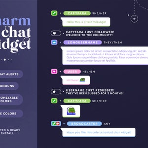 Charm Chat Widget (CUSTOMIZABLE COLORS) | Twitch Overlays | Pastel ...