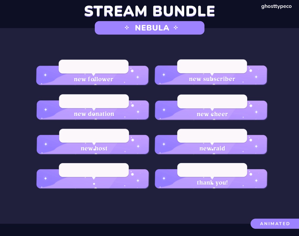 ANIMATED Nebula Stream Bundle Twitch Package Overlays - Etsy