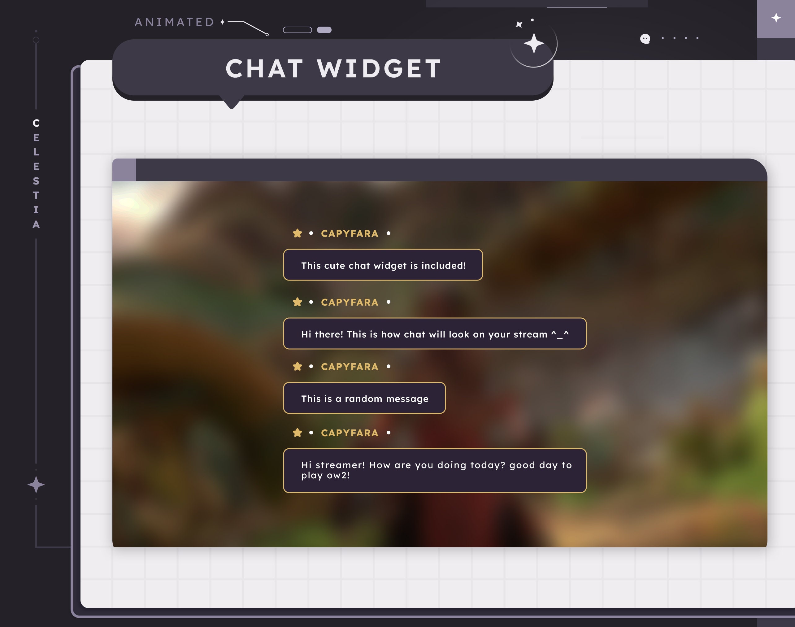 Animated Celestia Chat Widget CUSTOMIZABLE COLORS Twitch - Etsy