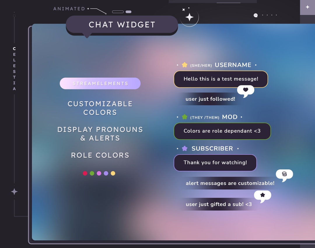 Animated Celestia Chat Widget (CUSTOMIZABLE COLORS) | Twitch Overlays ...