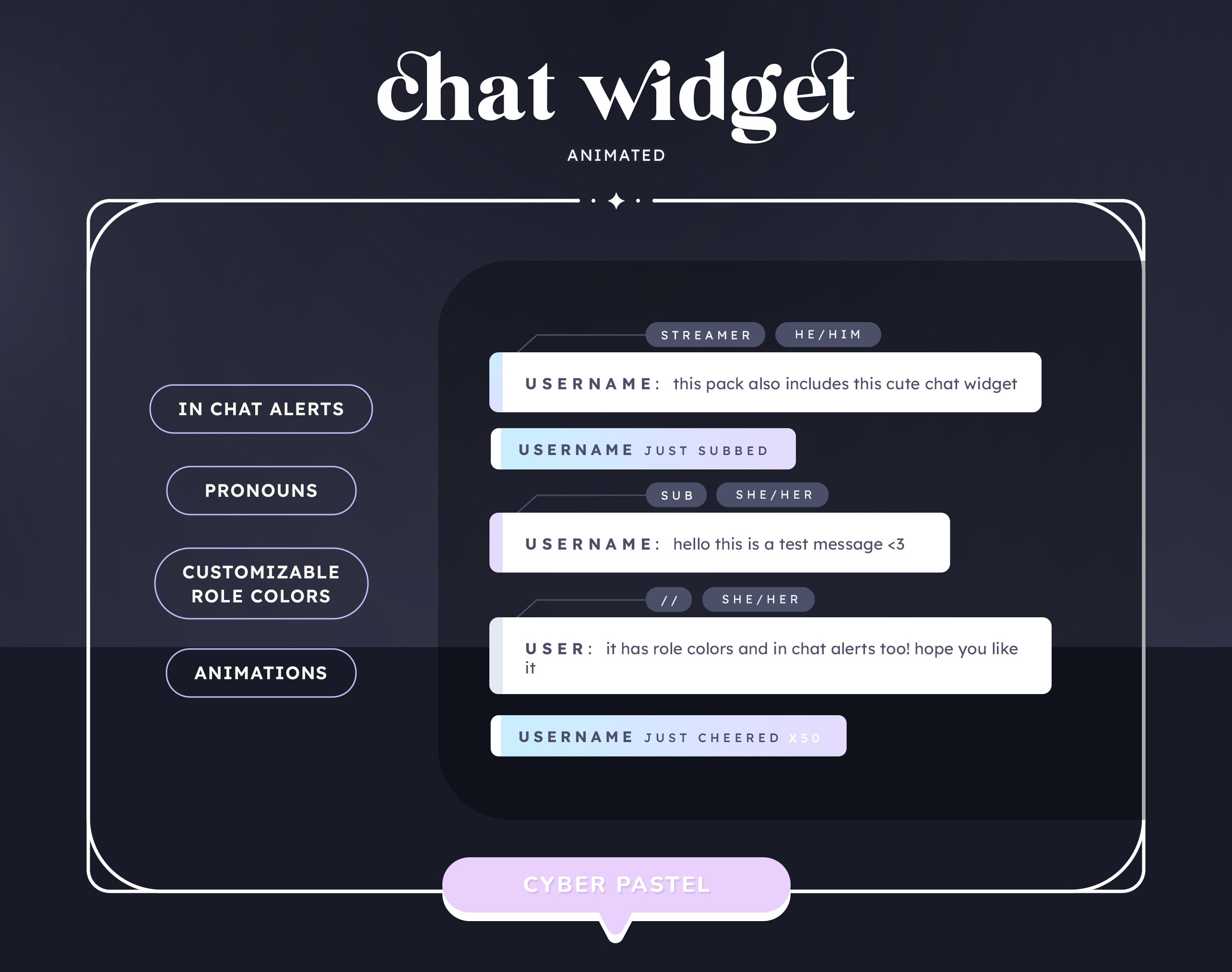 Animated Cyber Pastel Chat Widget CUSTOMIZABLE Twitch Overlays Pastel Aesthetic Gamer Streamer ...