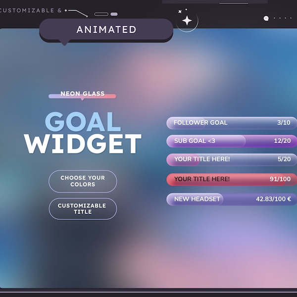 Neon Sub Goal Twitch - Etsy