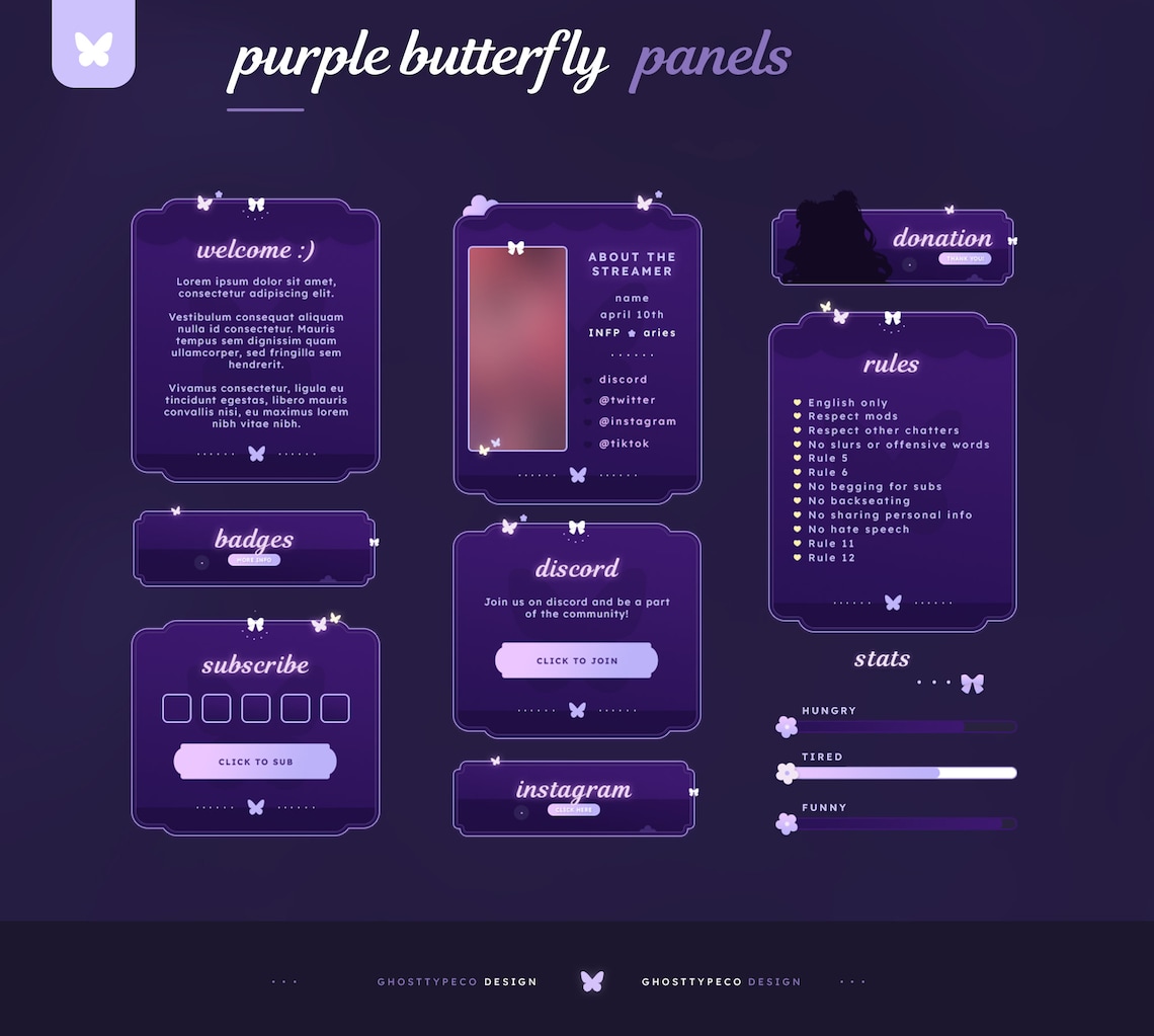 Purple Butterfly Panels Pack | Customizable | Psd's Included - Etsy