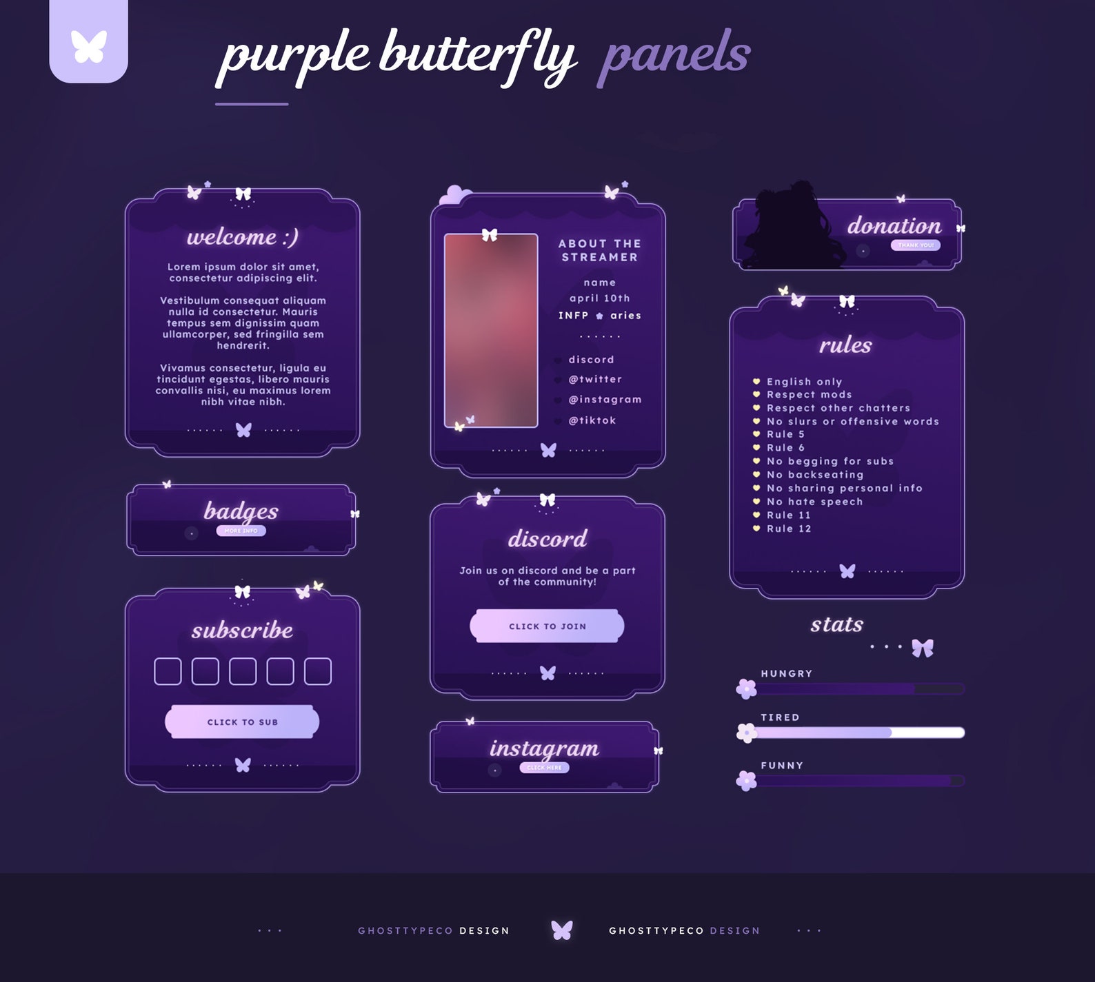 Purple Butterfly Panels Pack | Customizable | Psd's Included - Etsy