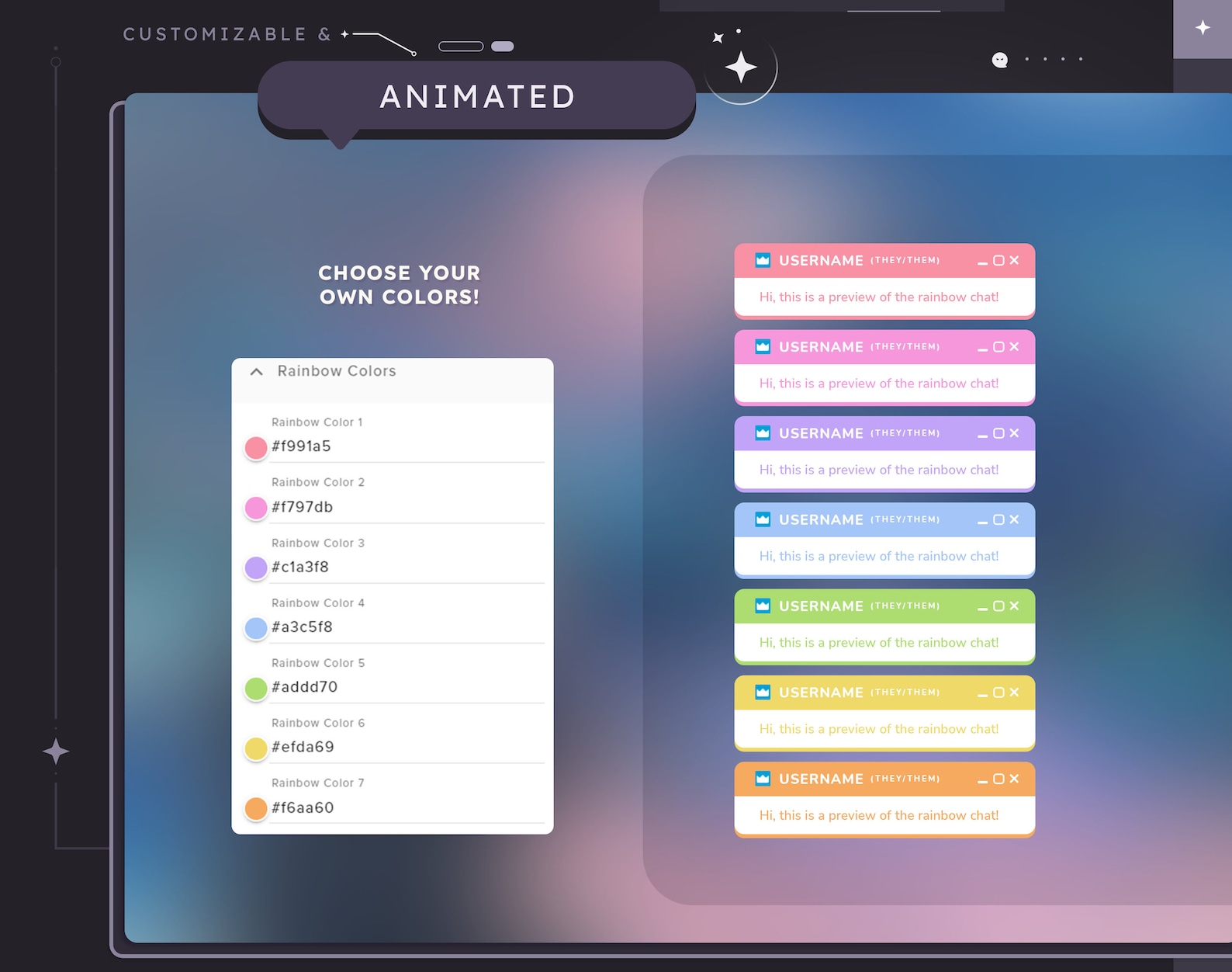 Animated Rainbow Browser Chat Widget (CUSTOMIZABLE COLORS) | Twitch ...