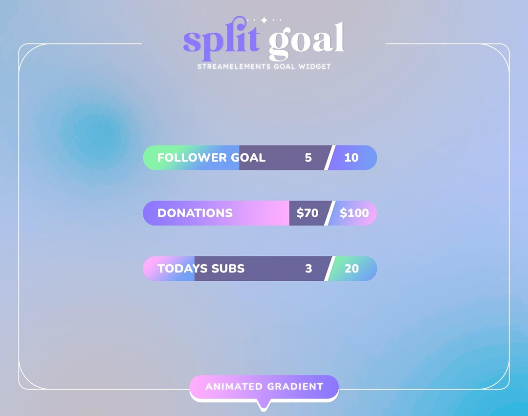 Animated Gradient Split Goal Widget (CUSTOMIZABLE COLORS) | Twitch ...