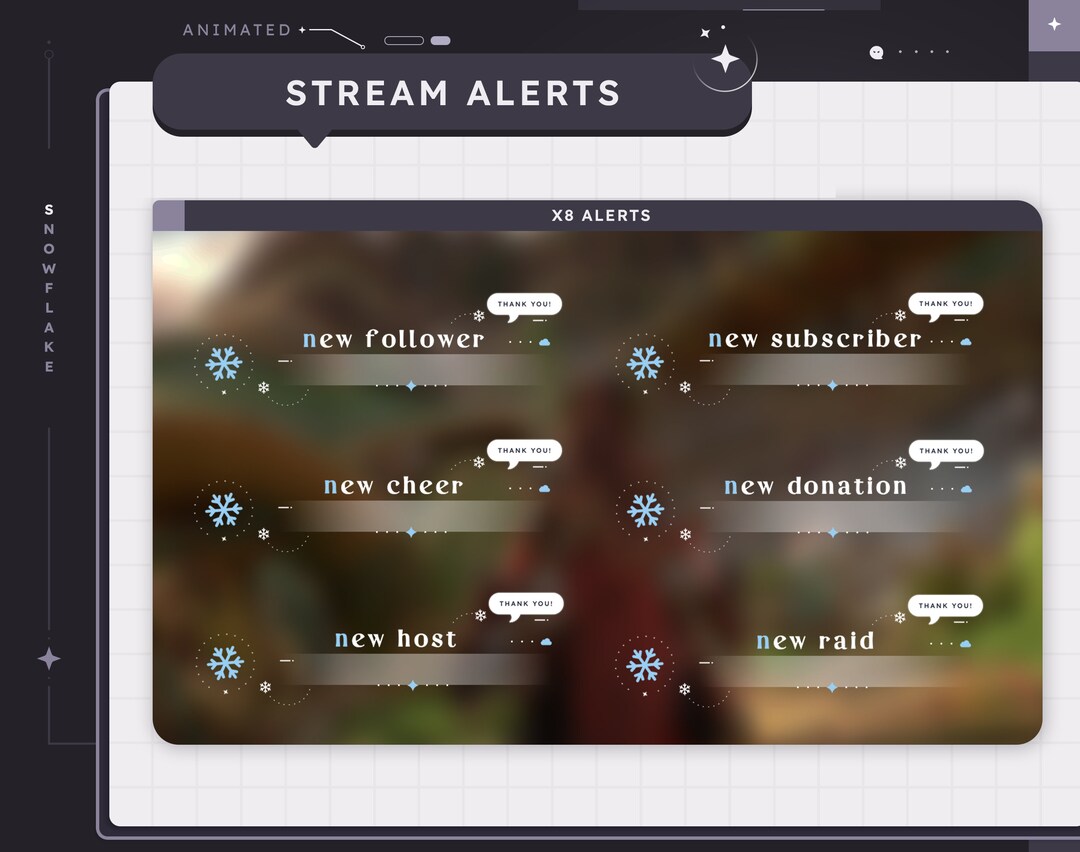 ANIMATED Snowflake Stream Alerts | Twitch | Streamer | Snow Crystal ...