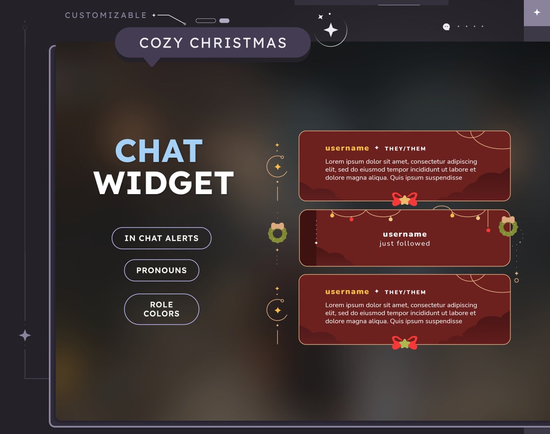 Cozy Christmas Chat Widget (CUSTOMIZABLE COLORS) | Twitch Overlays ...