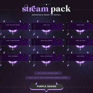 ANIMATED Purple Demon Stream Bundle | Twitch Pack | Overlays | Screens ...