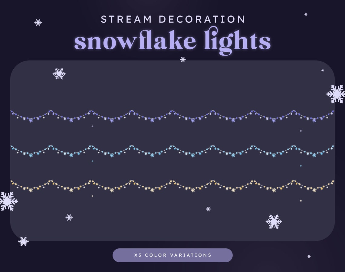 ANIMATED Snowflake Lights Stream Add-on | Twitch | Streamer | Christmas ...