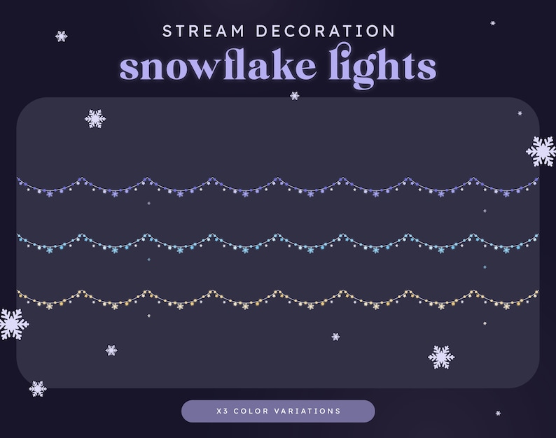 ANIMATED Snowflake Lights Stream Add-on | Twitch | Streamer | Christmas ...