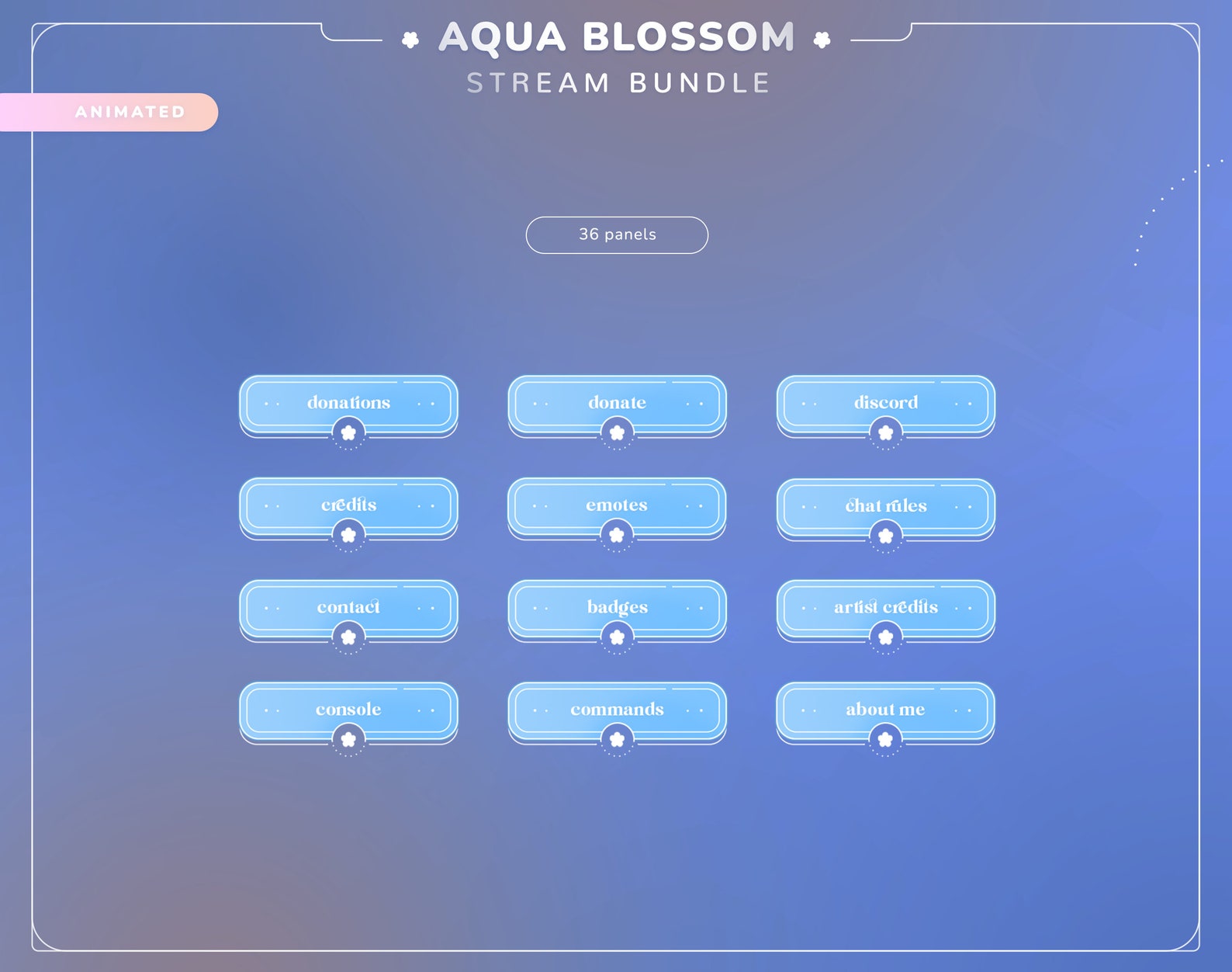 ANIMATED Aqua Blossom Vtuber Bundle | Twitch Package | Overlays ...