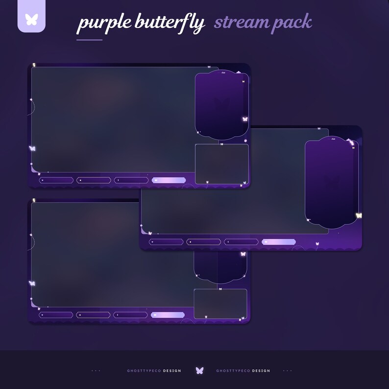 ANIMATED Purple Butterfly Stream Bundle | Twitch Pack | Overlays ...