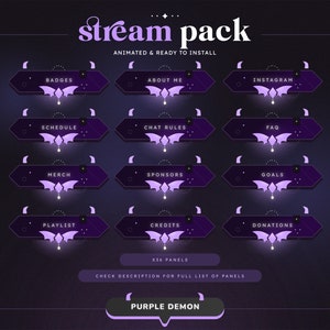 ANIMATED Purple Demon Stream Bundle | Twitch Pack | Overlays | Screens ...