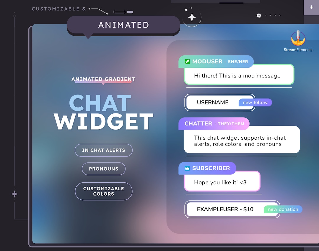 Animated Gradient Chat Widget (CUSTOMIZABLE COLORS) | Twitch Overlays ...