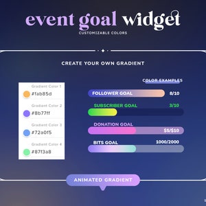 Animated Gradient Event Goal Widget (CUSTOMIZABLE COLORS) | Twitch | Pastel Minimal | Aesthetic ...