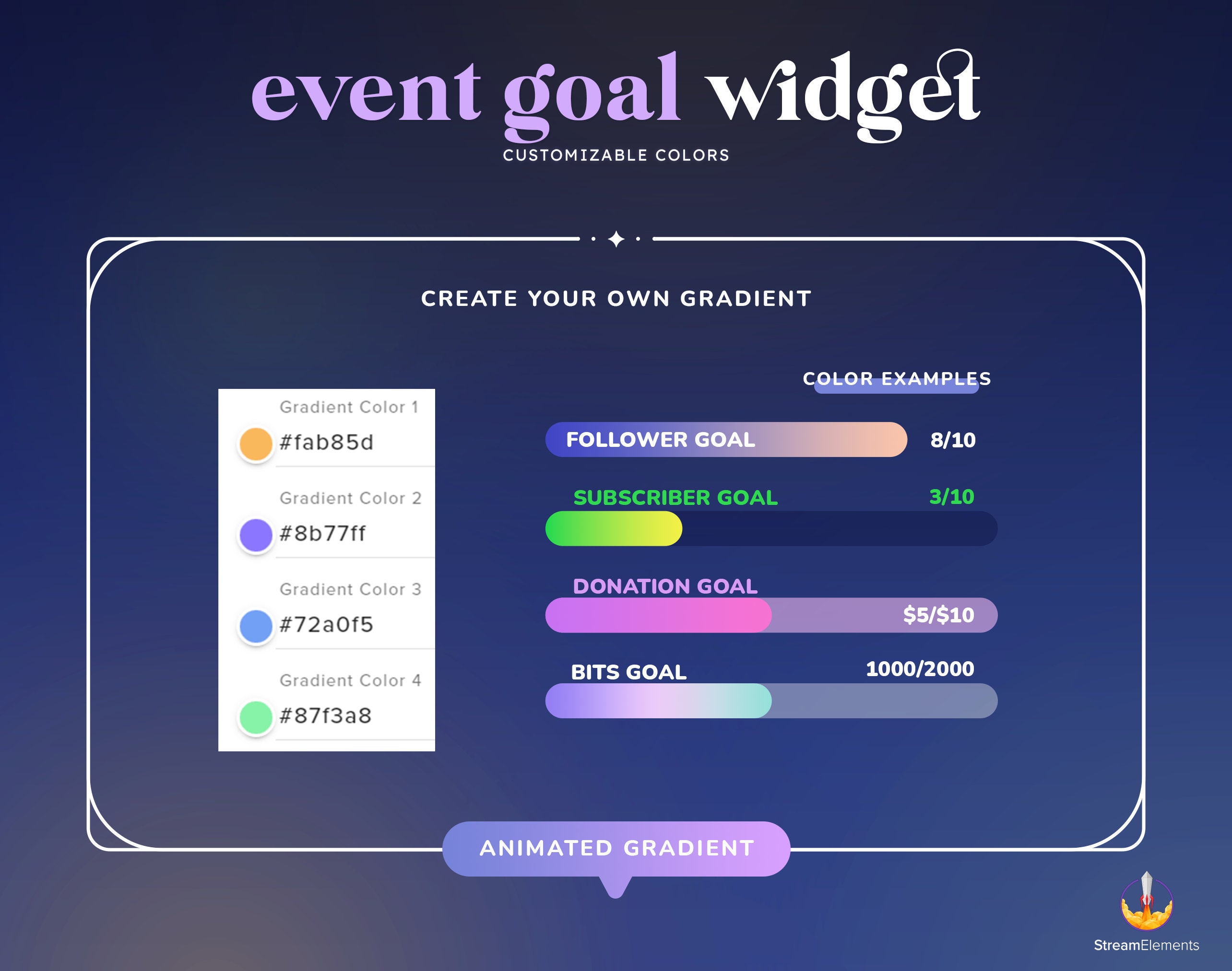 Animated Gradient Event Goal Widget (CUSTOMIZABLE COLORS) | Twitch ...