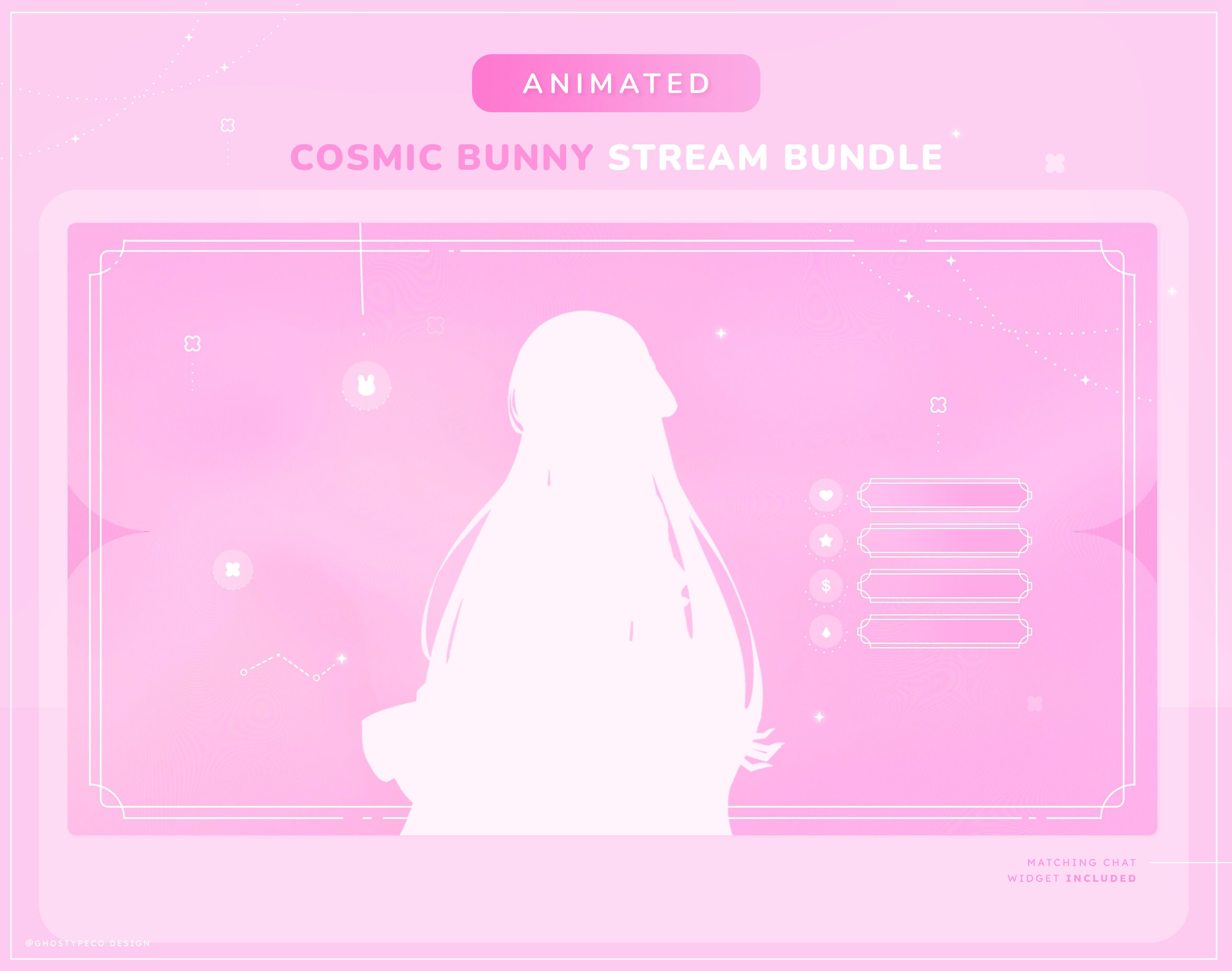 ANIMATED Pink Cosmic Bunny Vtuber Stream Bundle Twitch - Etsy
