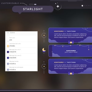 Starlight Chat Widget CUSTOMIZABLE COLORS Twitch Overlays Pastel ...
