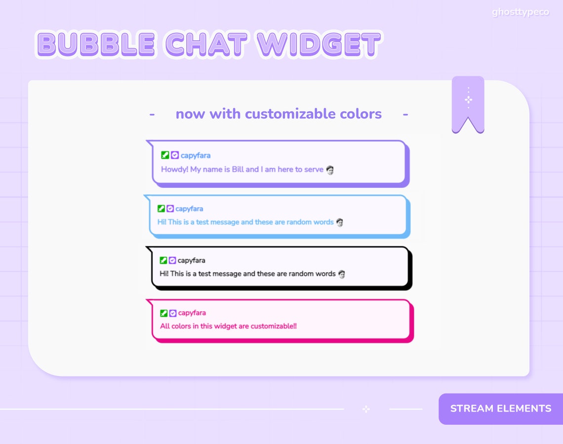 Bubble Chat Widget CUSTOMIZABLE COLORS Twitch Overlays - Etsy