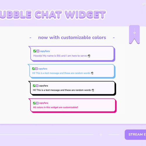 Bubble Chat Widget CUSTOMIZABLE COLORS Twitch Overlays - Etsy Bubble Chat Widget CUSTOMIZABLE COLORS Twitch Overlays - Etsy