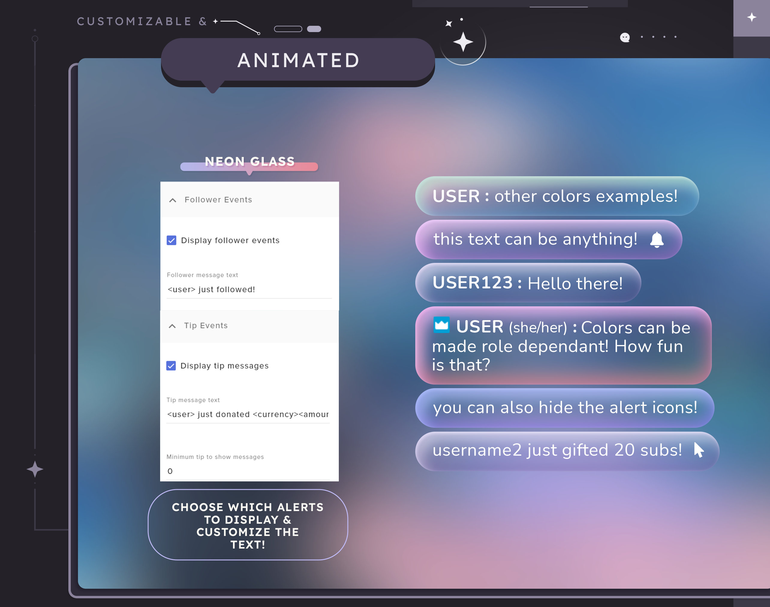Animated Neon Glass Chat Widget CUSTOMIZABLE COLORS Twitch Chat Pastel ...