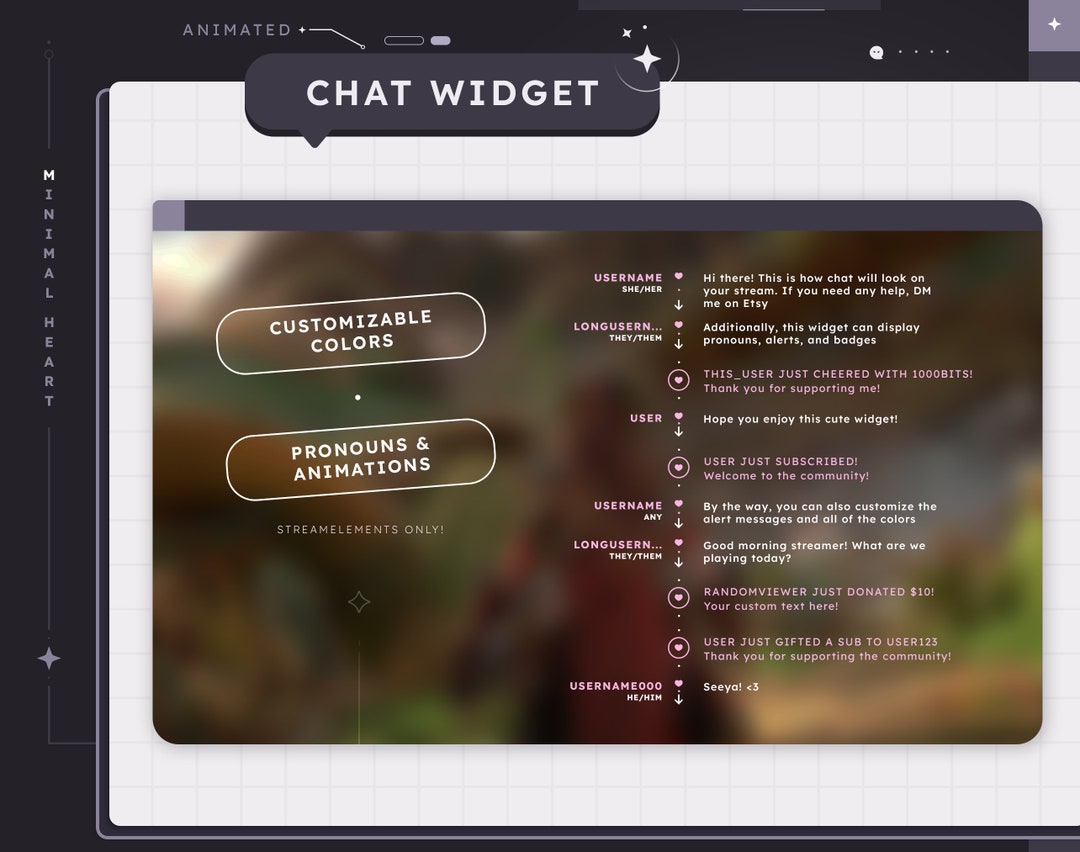Animated Minimal Heart Chat Widget (CUSTOMIZABLE COLORS) | Twitch Overlays | Aesthetic | Gamer ...
