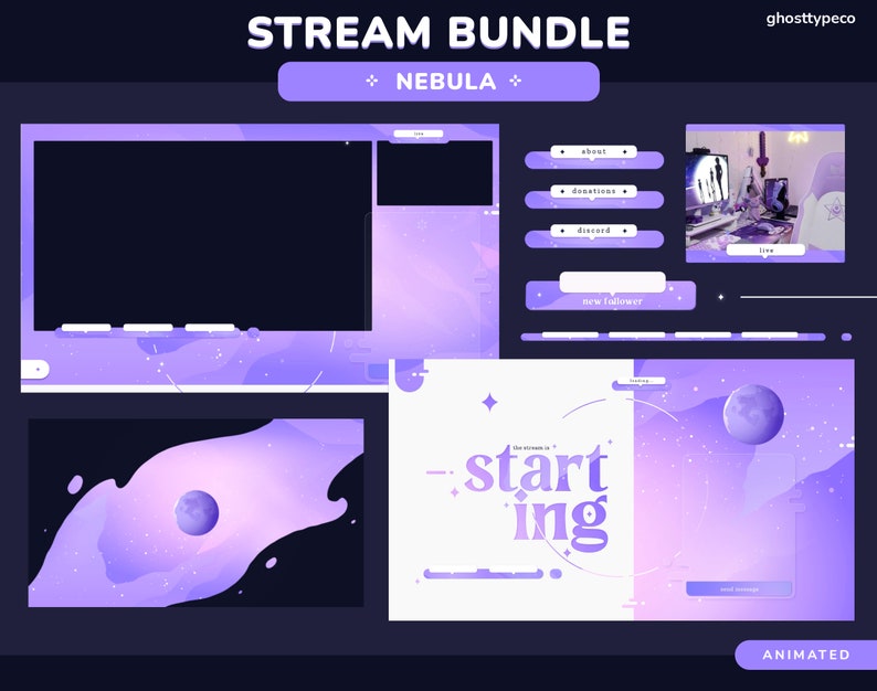 ANIMATED Nebula Stream Bundle Twitch Package Overlays - Etsy