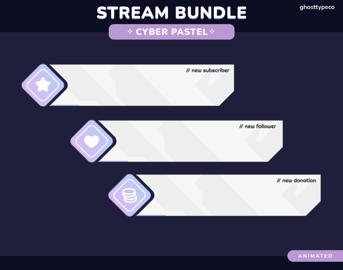 ANIMATED Cyber Pastel Stream Bundle Twitch Package - Etsy
