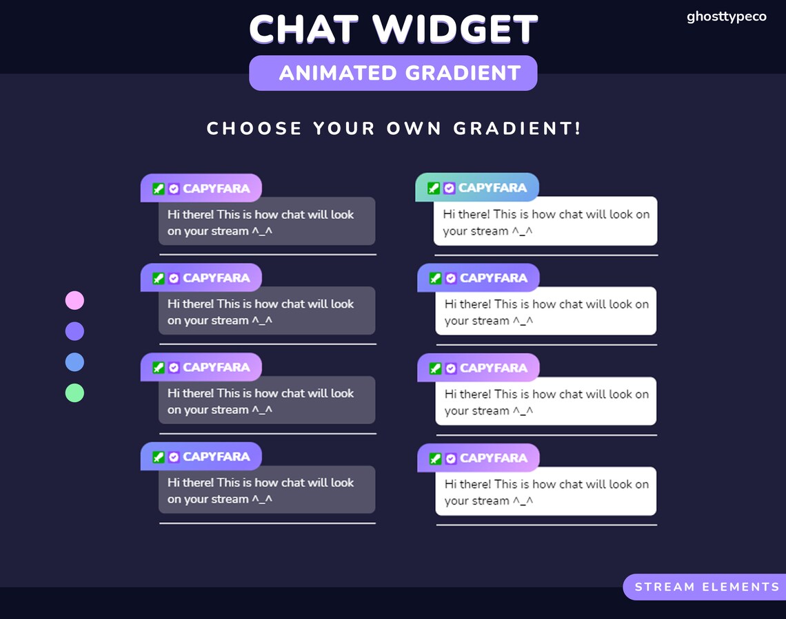 Animated Gradient Chat Widget Customizable Colors Twitch Etsy