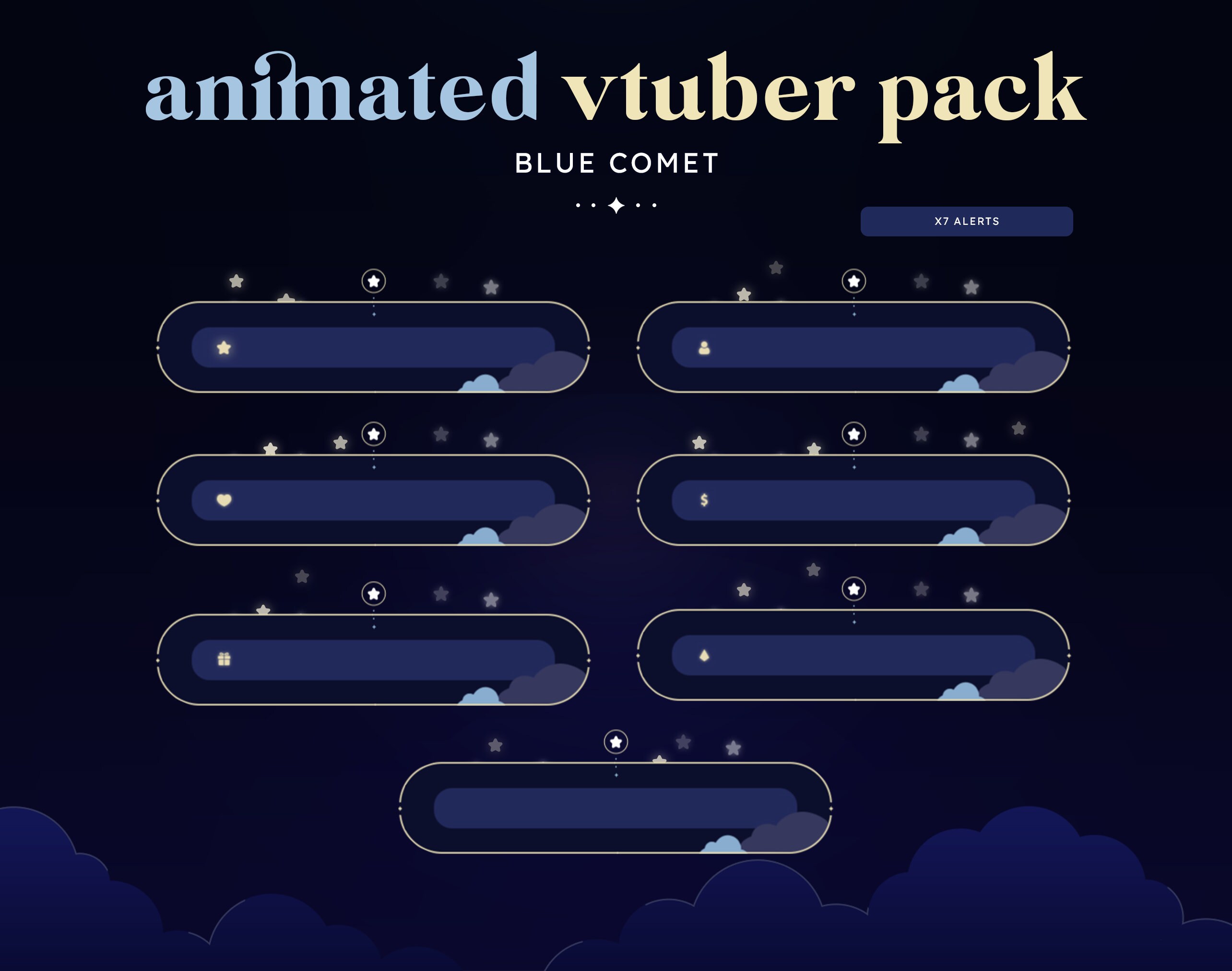 ANIMATED Blue Comet Vtuber Stream Package Animated Overlays - Etsy