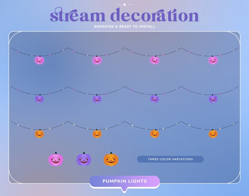 ANIMATED Pumpkin Lights Stream Add-on String Lights Twitch Streamer ...