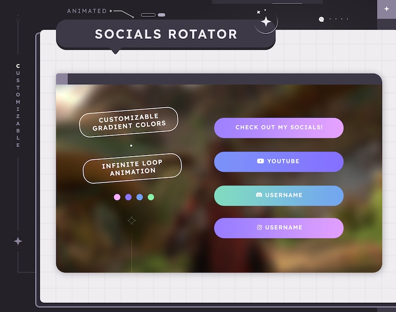 Animated Gradient Social Media Rotator Widget CUSTOMIZABLE - Etsy Animated Gradient Social Media Rotator Widget CUSTOMIZABLE - Etsy