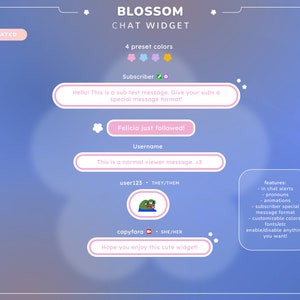 Animated Blossom Chat Widget (CUSTOMIZABLE COLORS) | Twitch Overlays ...