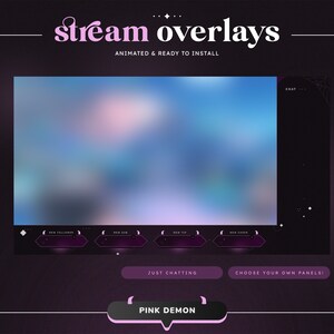ANIMATED Pink Demon Overlay Bundle Twitch Overlays Just Chatting ...