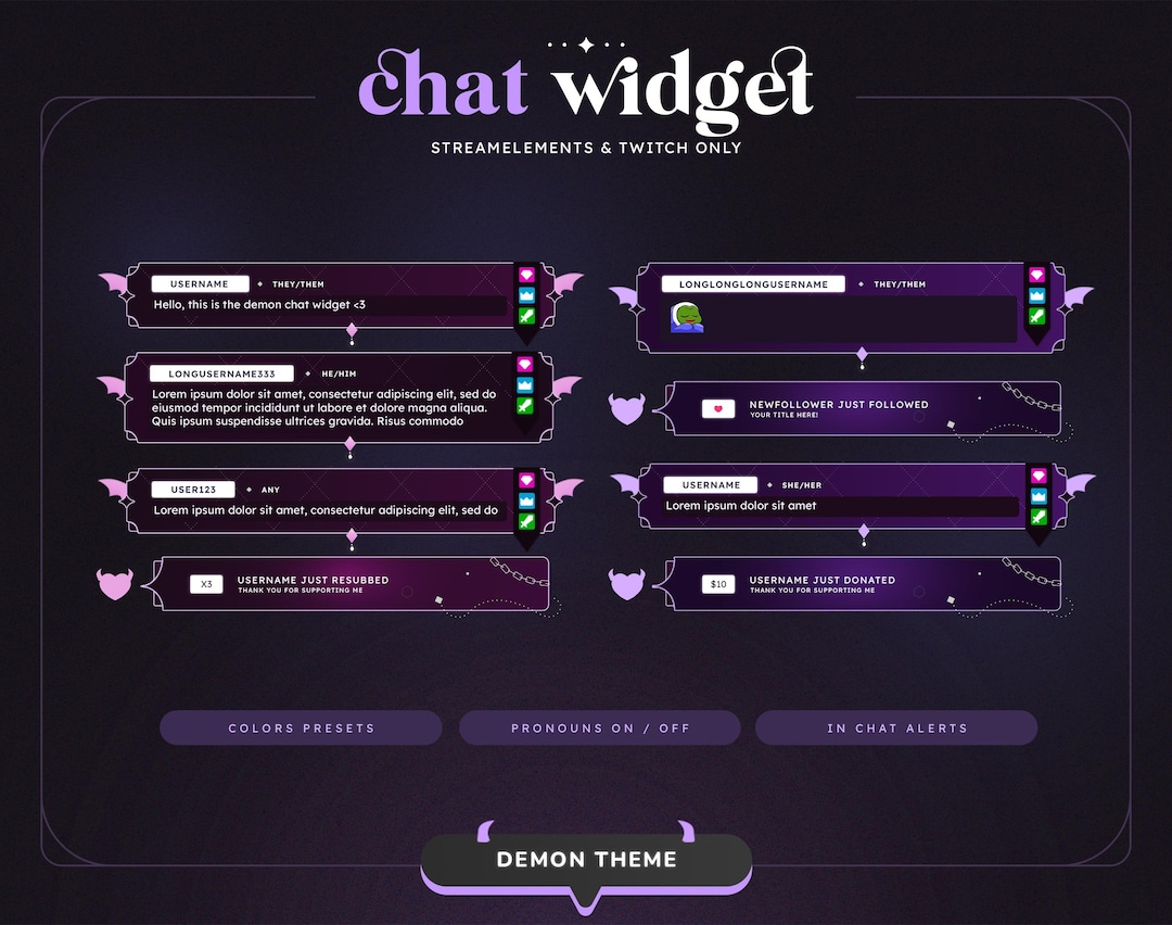 Animated Demon Chat Widget (CUSTOMIZABLE COLORS) | Pink & Purple Color ...