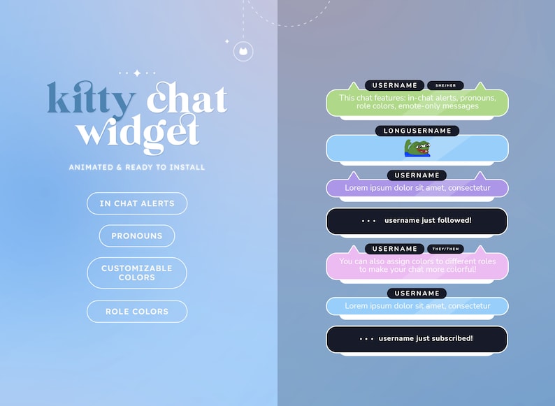 Browser Kitty Chat Widget CUSTOMIZABLE COLORS Twitch Overlays ...